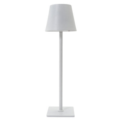Happy Homewares Tall White Rechargeable Touch Dimmable Table Lamp With ...