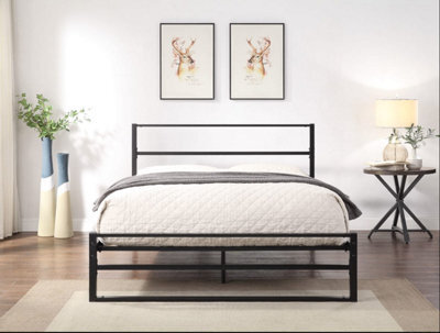 Hartfield Black Metal Small Double Bed Frame 4Ft by B&Q | ufurnish.com