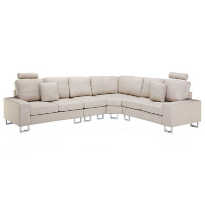 Beliani Corner Sofa Stockholm Fabric Beige 6 Seater Left Hand by B&Q | ufurnish.com