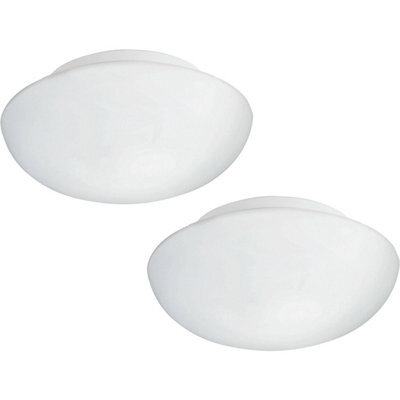 Stylish 2 Pack White Opal Glass Ceiling Light With E27 Bulbs by B&Q ...