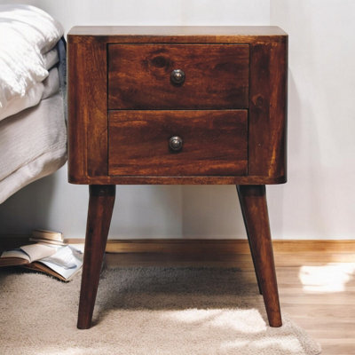 Artisan Furniture Solid Wood Bera Bedside Table Brown 2 Drawers ...