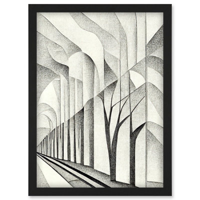 Artery8 Monochrome Cubism Tree Tunnel Path Perspective Illustration ...