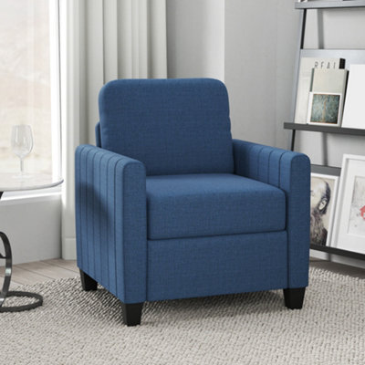 Homcom Modern Accent Chair With Spring Cushion, Back Pillow, Blue by B ...