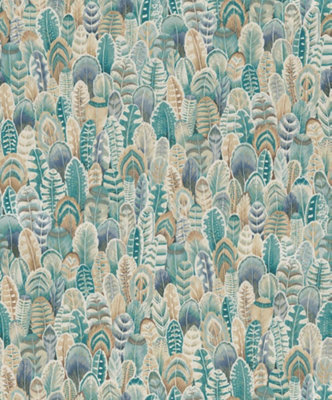 Zed Décor Zed Decor Opus Art Decor Painted Leaves Teal Gold Wallpaper ...