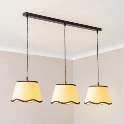 Valuelights Dutton Black Trim Scallop 3 Drop Black Diner Ceiling ...