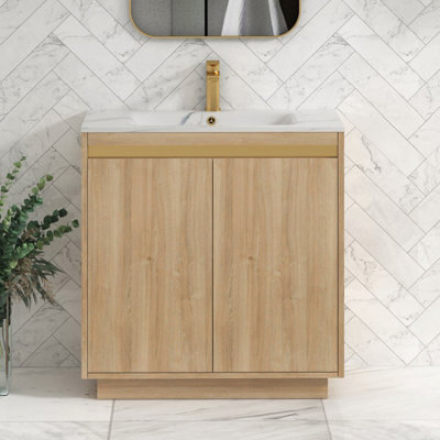 Royal Bathrooms Orion 800mm Natural Oak 2 Door Floor Standing Vanity ...