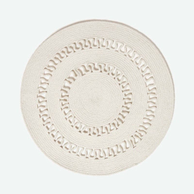 Homescapes Natural Crochet Braided Rug 70Cm Round by B&Q | ufurnish.com