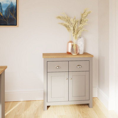 Timber Art Design Lisbon Compact 2 Doors 2 Drawer Sideboard Storage Cabinet Cupboard Light Grey ...