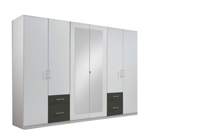 Durham 6 Door 4 Drawer Wardrobe White And Graphite Drawers by B&Q ...