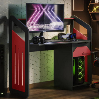 X Rocker Battalion 120Cm Gaming Desk With Drawers - Red by B&Q ...