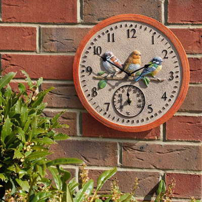 Marco Paul 30Cm Bird Design Garden Clock And Thermometer by B&Q ...