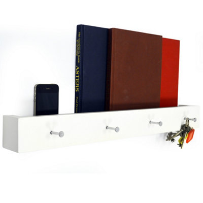 Watsons Ellis Wall Mounted 2Ft 40Cm Floating 4 Coat Hook Shelf Bathroom ...