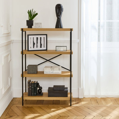 Sweeek. 4-Level Shelf With An Ash And Metal Effect Loft Natural ...