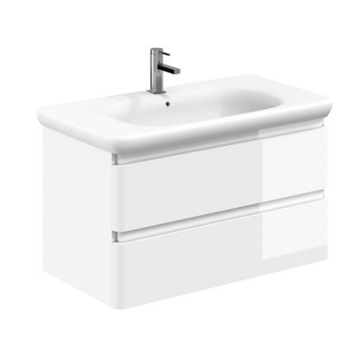 Plum&clay Marvel 900mm Wall Hung Bathroom Vanity Unit In Gloss White ...