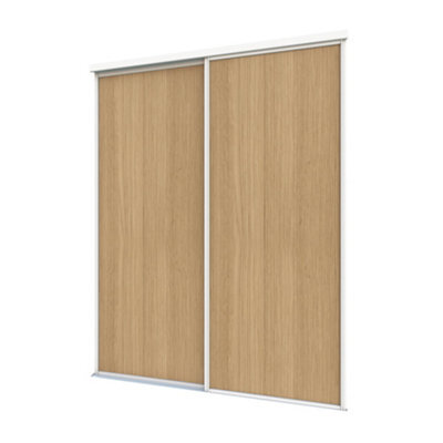 A-Class Sliding Doors Set Of 2 Oak Sliding Wardrobe Door Kit In White ...