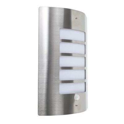 Valuelights Medlock Steel And Frosted Opal Lens Ip44 Rated Pir Motion ...