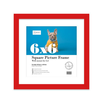 "6X6"" Red Picture Frame - 6X6"" Square Frame With 5X5"" Mount For 6X6 ...