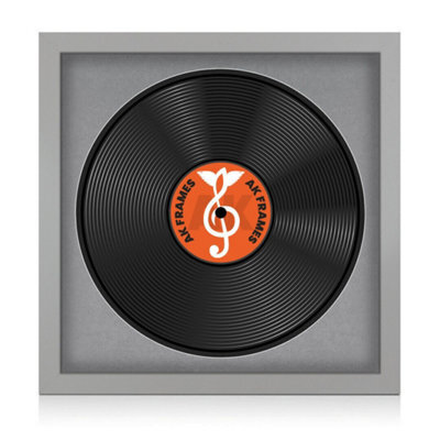 "16X16"" Light Grey Modern Vinyl Record Frame With Mid Grey Mount For ...