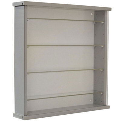 Watsons Wood Wall Display Cabinet With 4 Adjustable Glass Shelves Grey ...