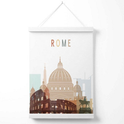 Artze Wall Art Rome Colourful City Skyline Art Print With White Frame ...
