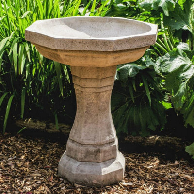 Classic Octagonal Design Stone Cast Garden Birdbath by B&Q | ufurnish.com