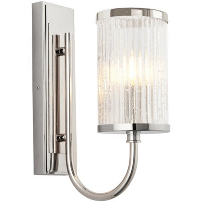 Loops Bright Nickel Dimmable Wall Light - Ribbed Bubble Clear Glass ...