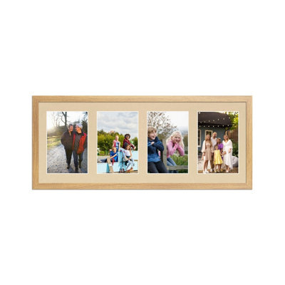 AK Frames 50X20Cm Oak Sleek Multi Photo Frame With Ivory Mount - Holds ...