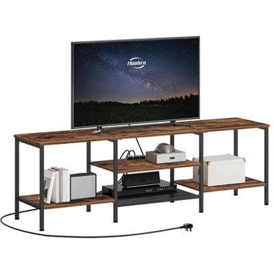 Pirlo Plush 160Cm Wide Tv Stand Unit With Power Outlets Rustic ...