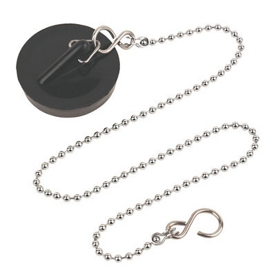 Rubber Chrome Effect Bath Plug & Chain (L)457.2mm by B&Q | ufurnish.com