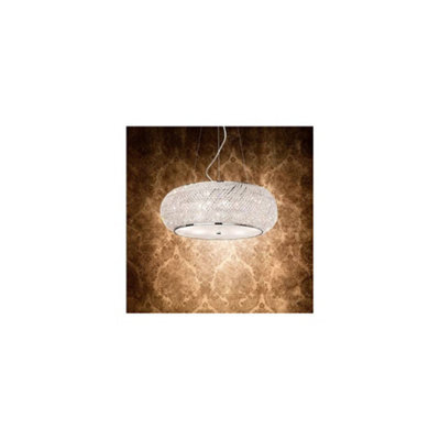 Ideal Lux Pasha' 10 Light Ceiling Pendant Chrome With Crystals, E14 by ...
