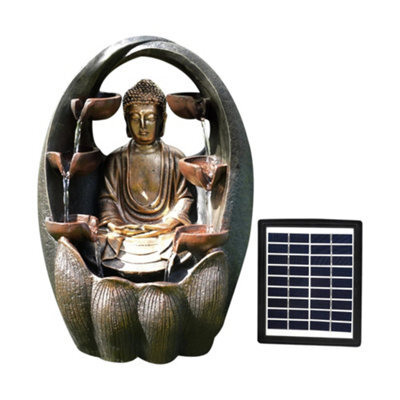 Golden Buddha Solar Water Fountain Feature by B&Q | uFurnish.com