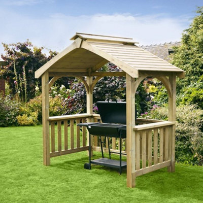 Woodshaw Appleton Barbecue Bbq Shelter Wooden Garden Arbour Gazebo ...