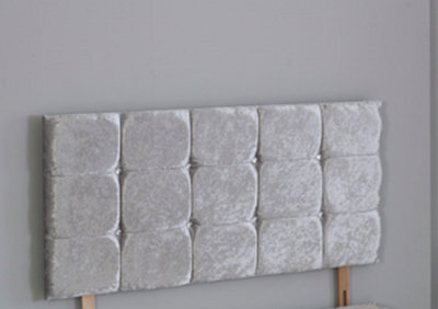 Comfy Deluxe 5Ft King 26Inch Silver Crush Velvet Cube Headboard by B&Q ...