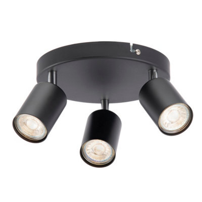 Arlec Travis Spotlight Matt Black Gu10 5W Led 3-Plate Triple Ceiling ...
