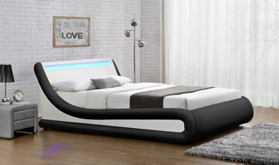 Home Detail Galaxy Ottoman King Bed Frame With Led And Storage, Black ...