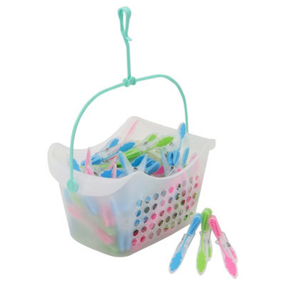 Jvl Plastic Peg Basket With 72 Prism Soft Touch Leaf Design Pegs by B&Q ...