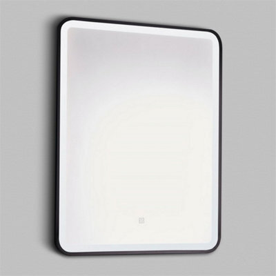 Clifton Bathroom Wall Mirror - Square 800 X 600mm - Led Light Matt Black Wall Mirror - Demister ...