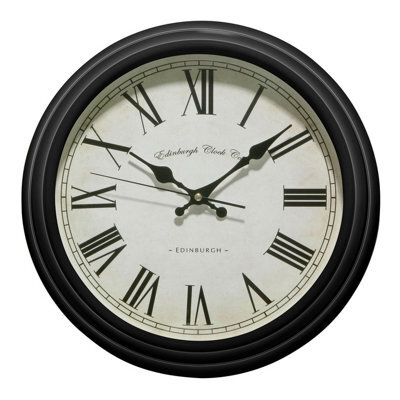 Orsina Black Lined Rim Wall Clock, Antique Style Silent Wall Clock ...