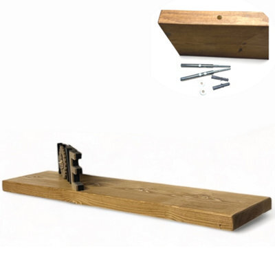 MKGT Rustic Handmade Floating Shelf - Wall-Mounted Storage Unit With ...