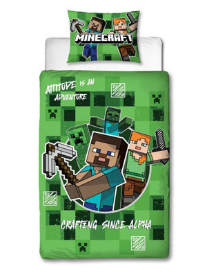 Minecraft Block Check Single Panel Duvet Cover And Pillowcase Set by B ...