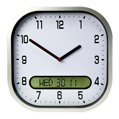 Square Wall Clock - Large Display Clock With Black Analogue Numbers ...