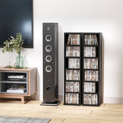 Homcom Set Of 2 Cd Storage Units With Adjustable Shelves Black by B&Q ...