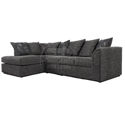 Furnishings For Less UK Byron Dundee Chenille Fabric 5 Seater L Shaped Corner Sofa Grey Left ...