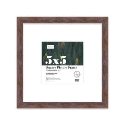 "5X5"" Walnut Picture Frame - 5X5"" Square Frame With 3X3"" Mount For ...