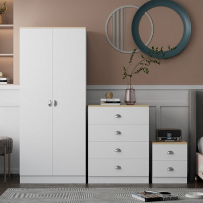 Fwstyle 2 Door Wardrobe Matt White Oak Top Modern Design by B&Q ...