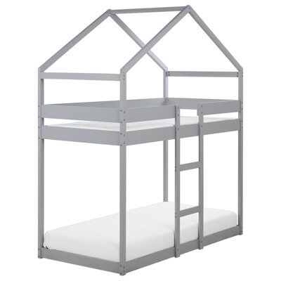 Beliani Bunk Bed House Pine Wood Labatut 90 X 200 Cm (Eu Single) Grey ...
