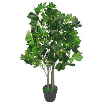 Leaf 95Cm Umbrella Tree Dark Green Artificial Ficus Plant by B&Q ...