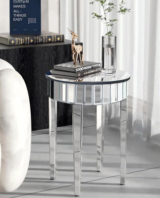 Comfy Living Circular Mirrored Side Table Chrome Finish by B&Q ...