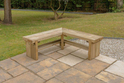 Forest Garden Double Corner Wooden Sleeper Bench 1.2M (Home Delivery ...