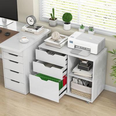Costway Rolling Lateral Filing Cabinet With 3 Pull-Out Drawers by B&Q ...